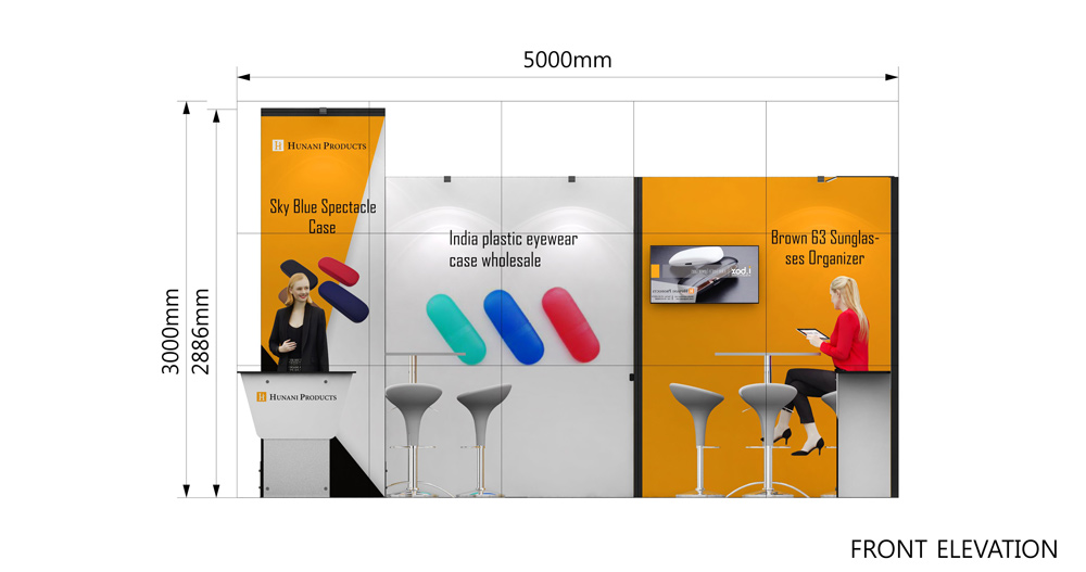 5X5m Corner Exhibition Stalls, 25 m2 Exhibition Stalls BUY5X5 007- EES