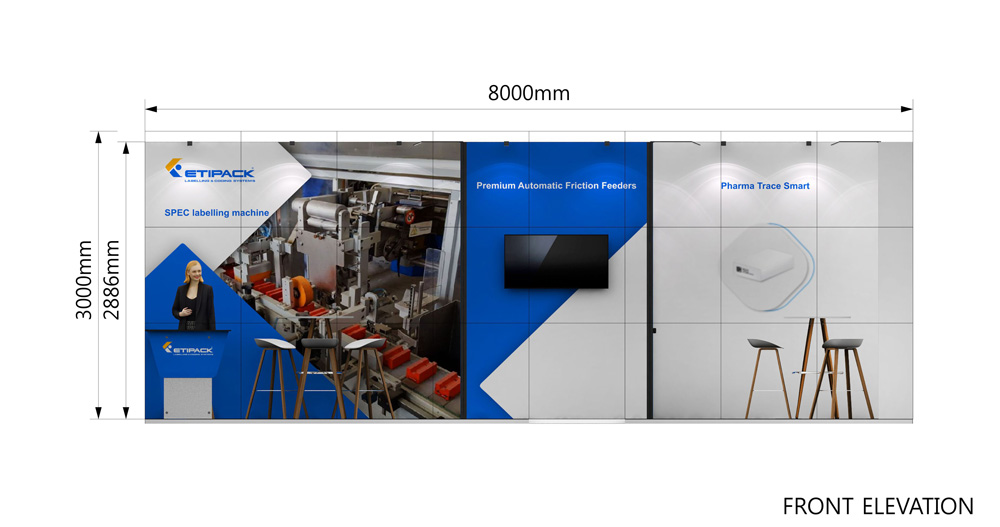 8X3m Corner Exhibition Stalls, 24 m2 Exhibition Stalls BUY8X3 005- EES