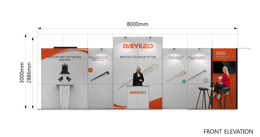 8X3m Two Corner Exhibition Stalls, 24 m2 Exhibition Stalls BUY8X3 008