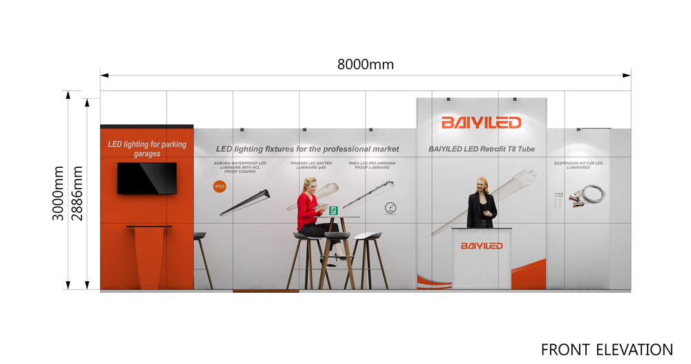 8X3m Corner Exhibition Stalls, 24 m2 Exhibition Stalls BUY8X3 009- EES