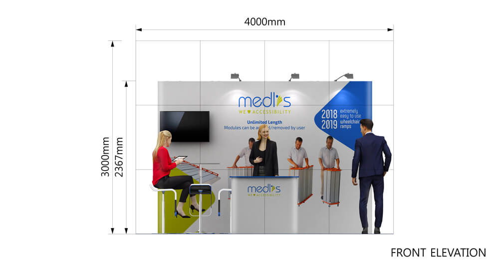 4X4m Three Side Open Stalls, 16 m2 Exhibition Stalls BUY4X4 0017