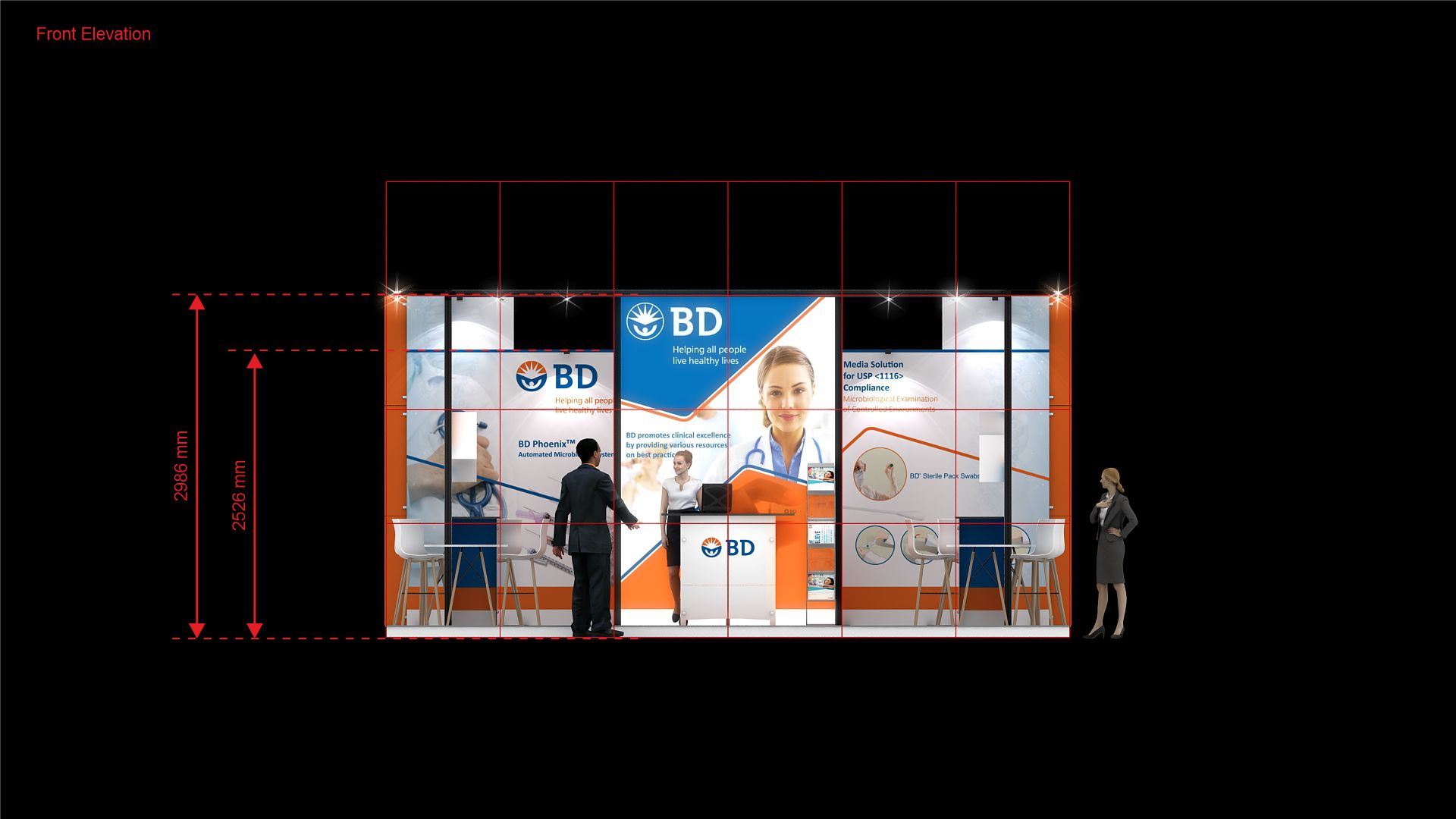 6X6m Three Side Open Exhibition Stall, 36m2 Exhibition Stall BUY6X6 024